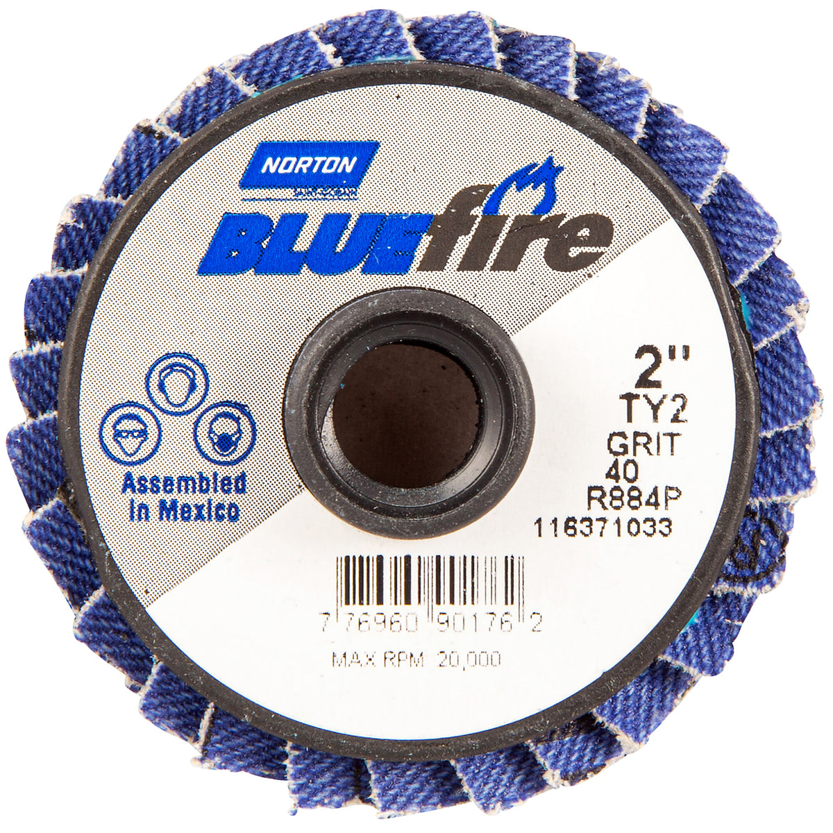 Norton 2 In. BlueFire Plastic Flat Mini Flap Disc Type II T27 P40 Grit ...