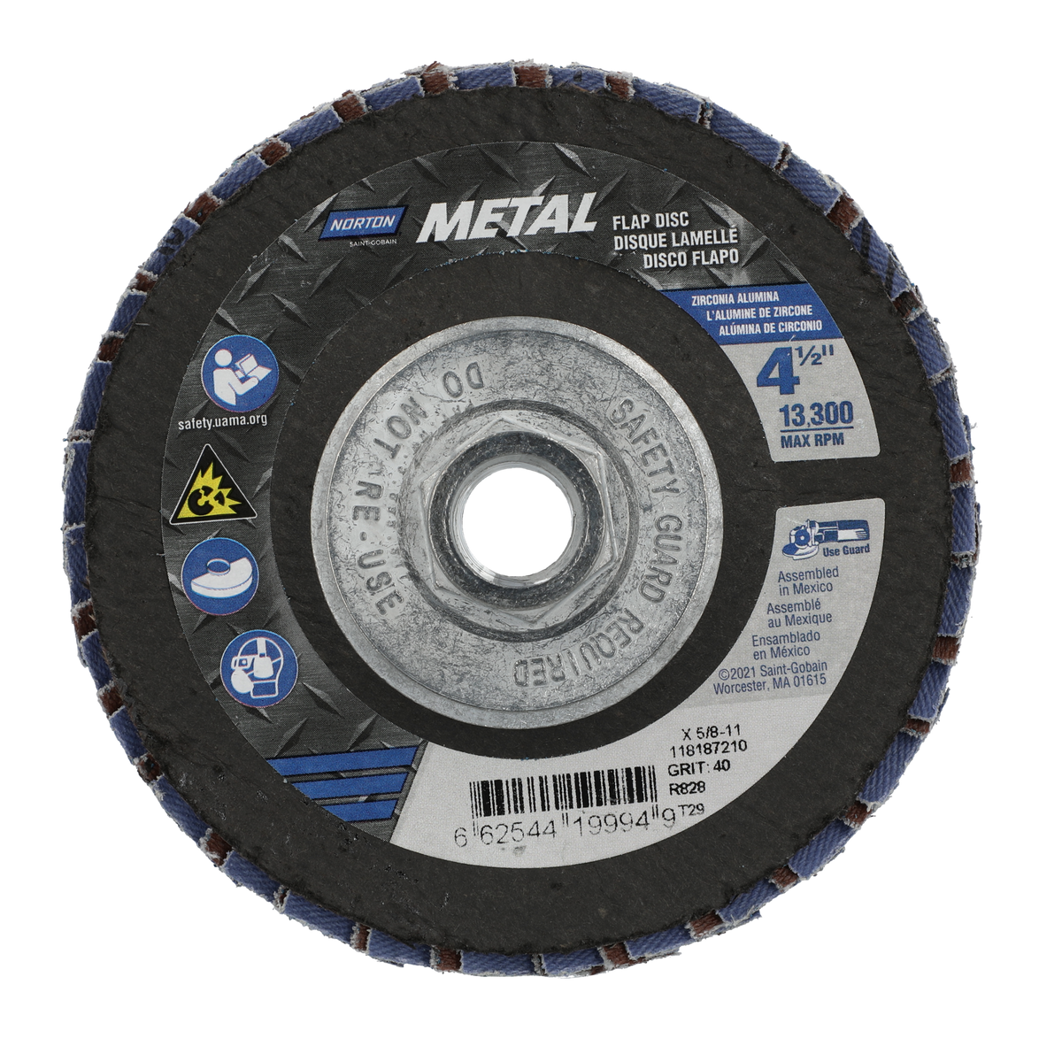 Norton 4-1/2 x 5/8 - 11 In. Metal Fiberglass Conical Flap Disc T29 P40 ...