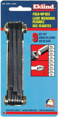 Eklind Tool 20911 9Key Inch Medium Length Fold-Up Ball Hex Tip Key Set ...