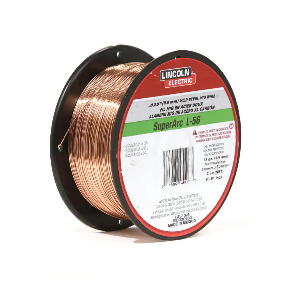 Lincoln ED030583 .025" SuperArc L-56 MIG Wire (2lb Plastic Spool ...